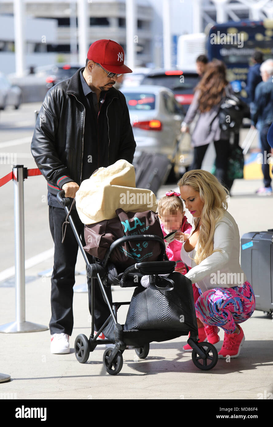 Ice-T at Los Angeles International Airport (LAX) with his family ...