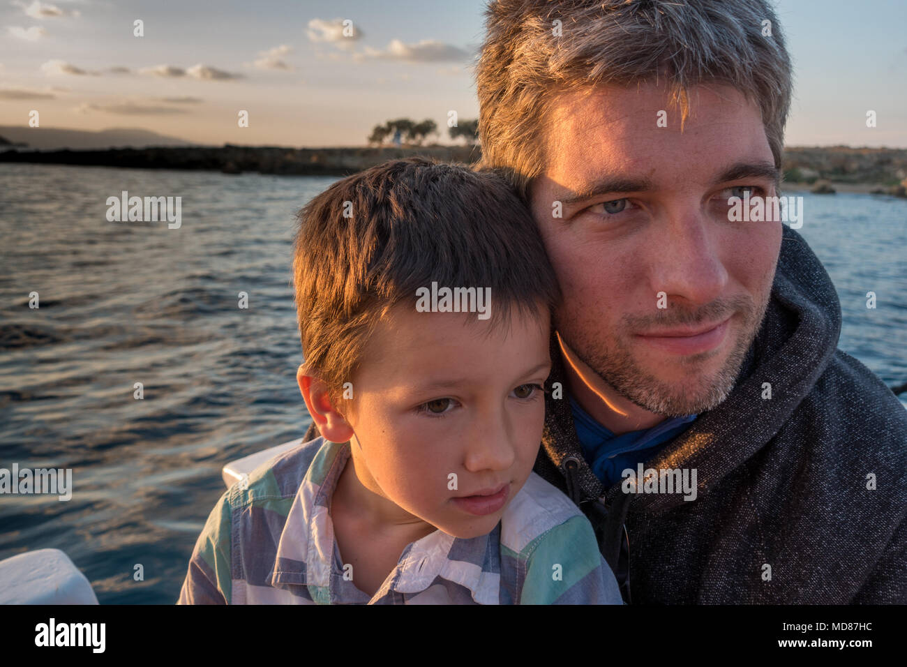 Portrait of father and son, Chania, Crete, Greece Stock Photo - Alamy