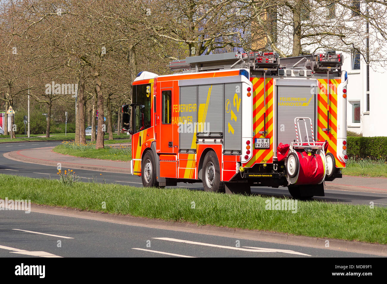 HANNOVER / GERMANY - APRIL 18, 2018: German fire service vehicles from ...