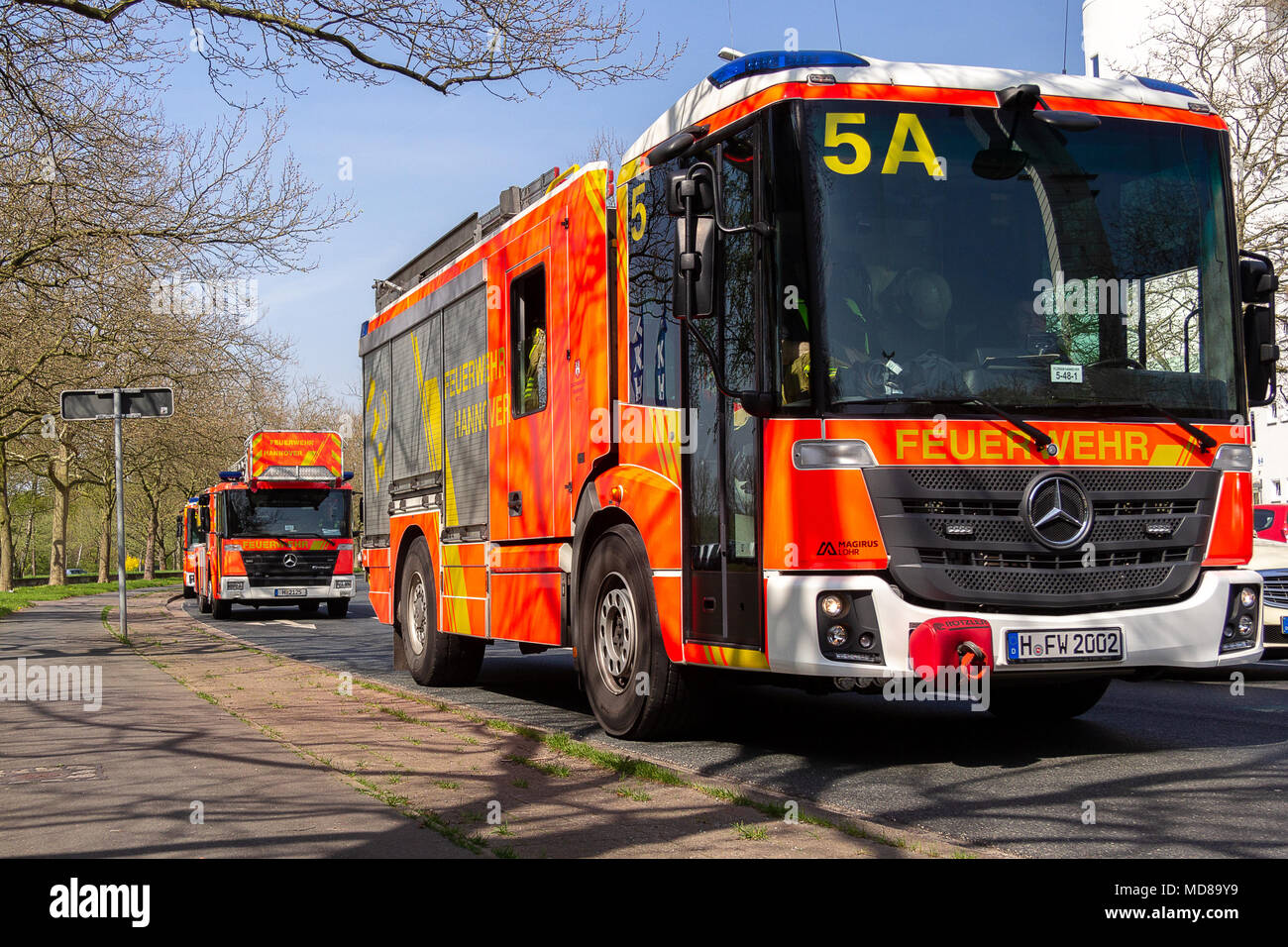 HANNOVER / GERMANY - APRIL 18, 2018: German fire service vehicles from ...