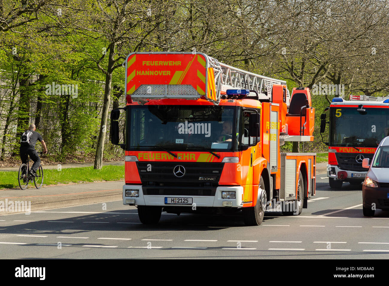 HANNOVER / GERMANY - APRIL 18, 2018: German fire service vehicles from ...