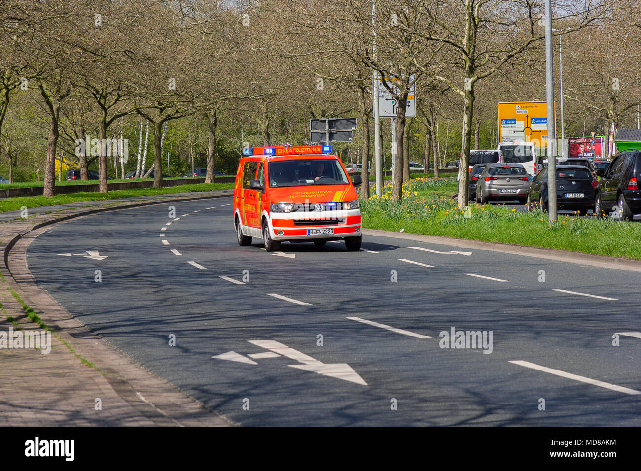 HANNOVER / GERMANY - APRIL 18, 2018: German fire service vehicles from ...