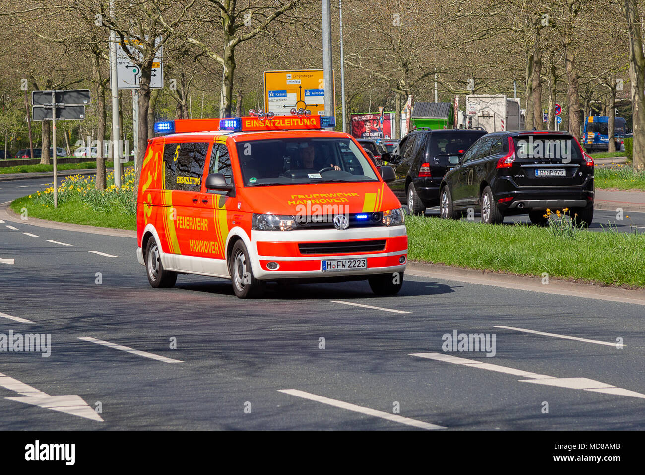 HANNOVER / GERMANY - APRIL 18, 2018: German fire service vehicles from ...