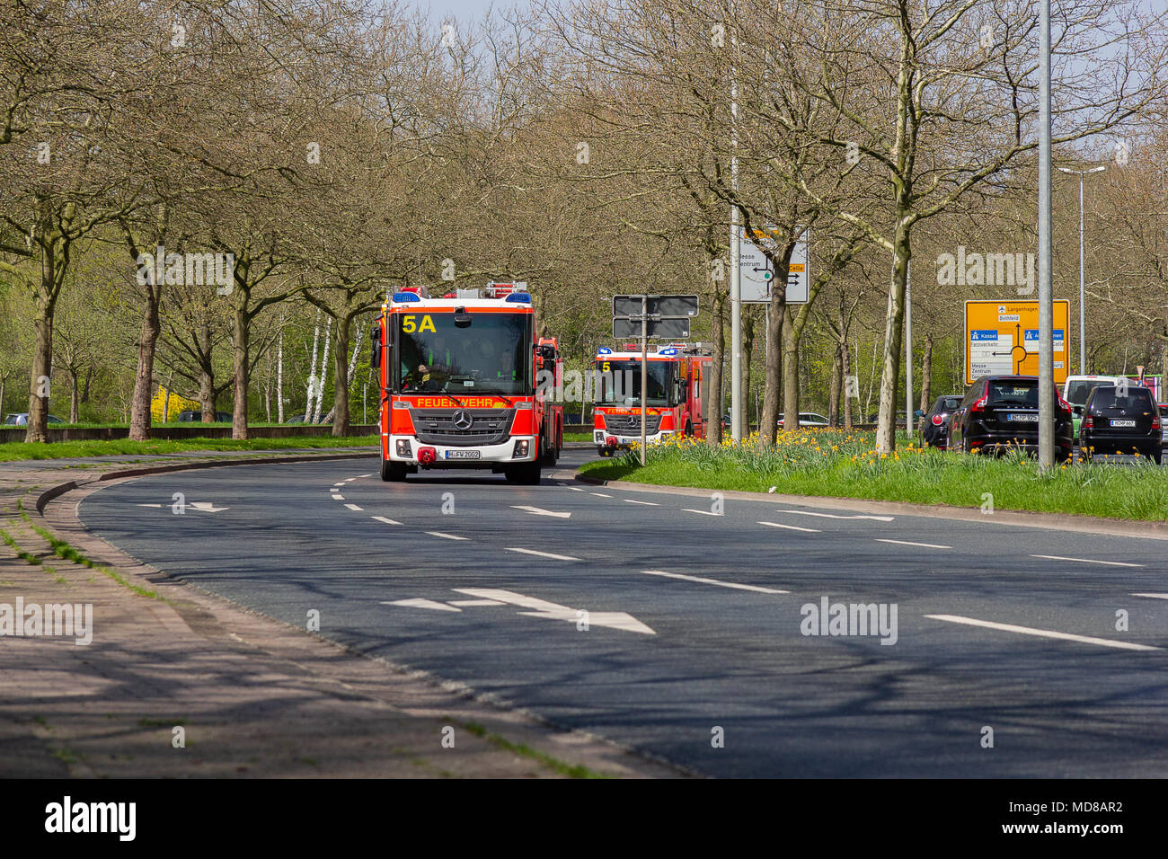 HANNOVER / GERMANY - APRIL 18, 2018: German fire service vehicles from ...