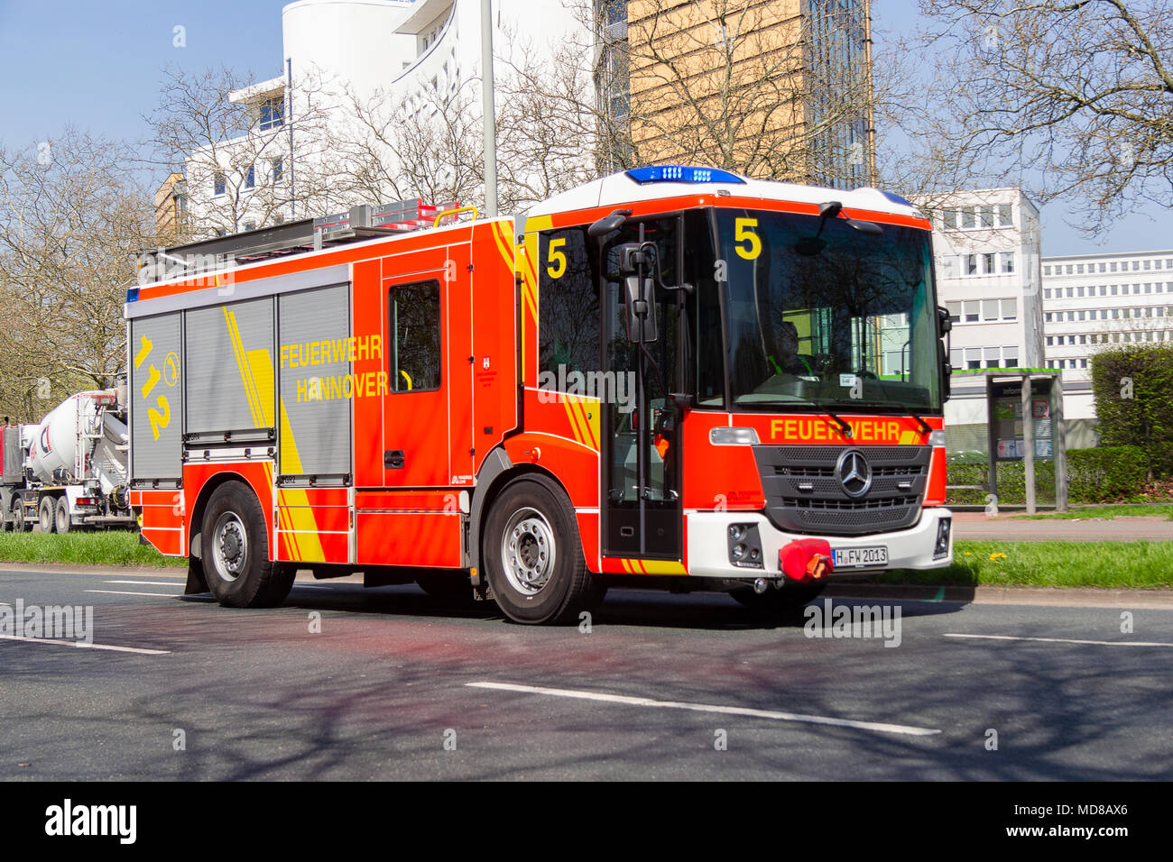 HANNOVER / GERMANY - APRIL 18, 2018: German fire service vehicles from ...
