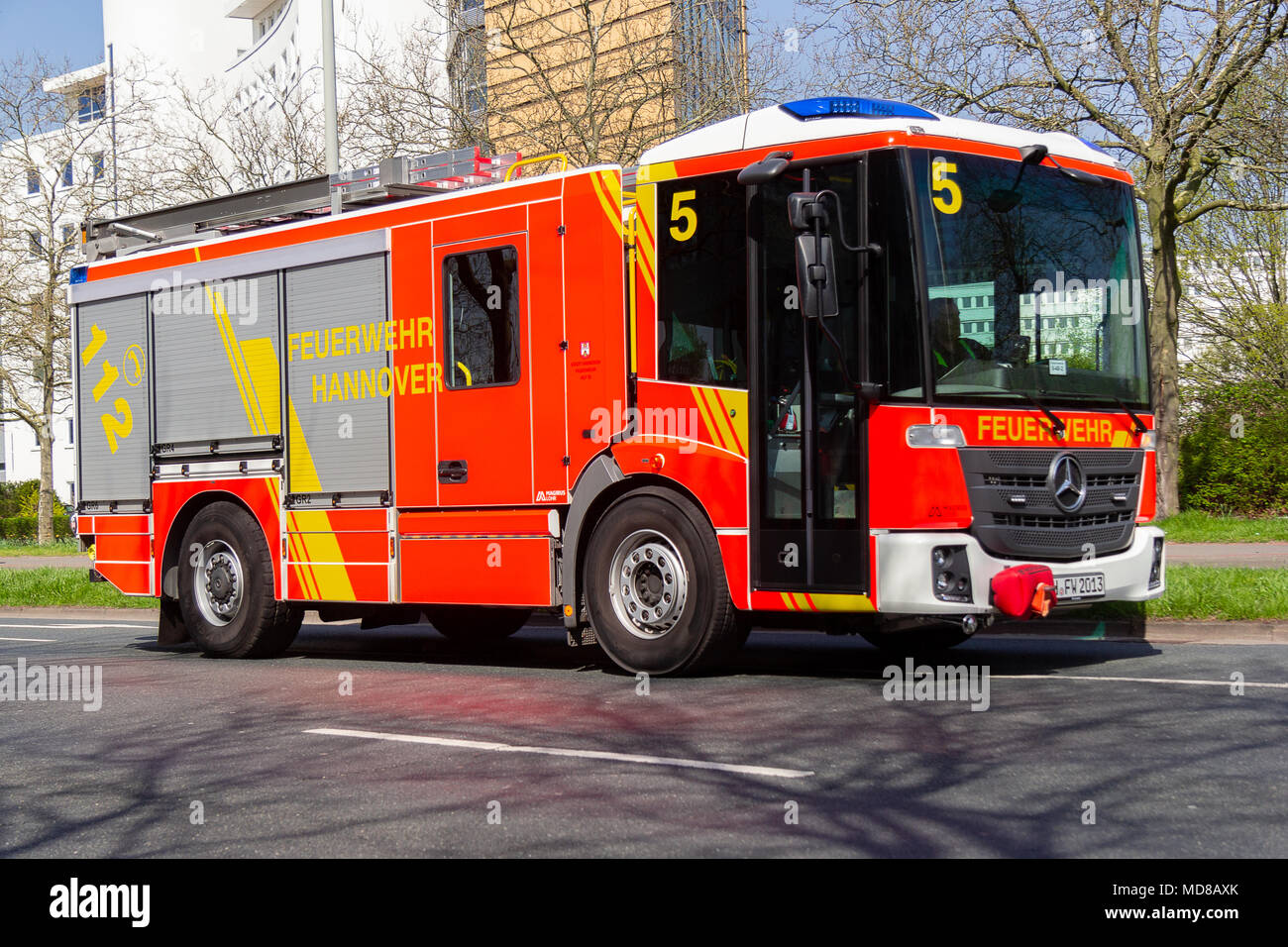 HANNOVER / GERMANY - APRIL 18, 2018: German fire service vehicles from ...