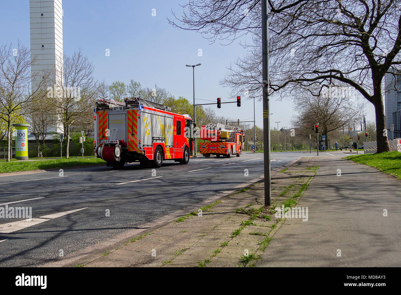 HANNOVER / GERMANY - APRIL 18, 2018: German fire service vehicles from ...