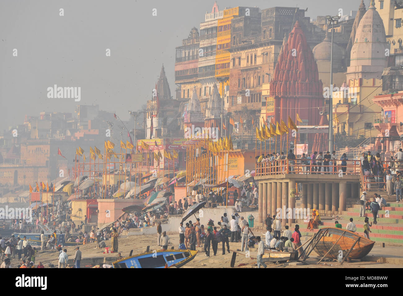 View of Varanasi Ghats Stock Photo - Alamy
