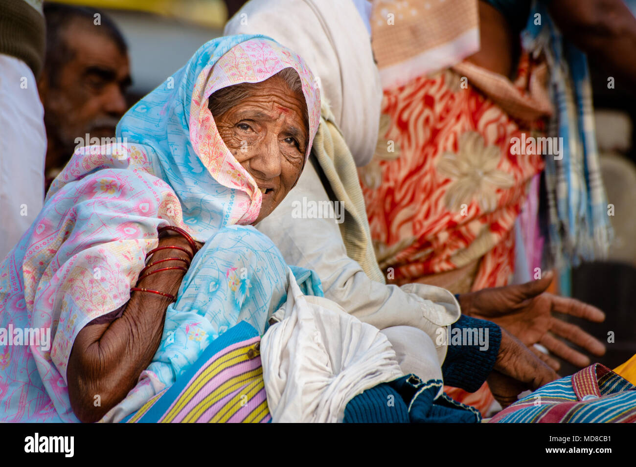 An elderly Indian lady Stock Photo - Alamy