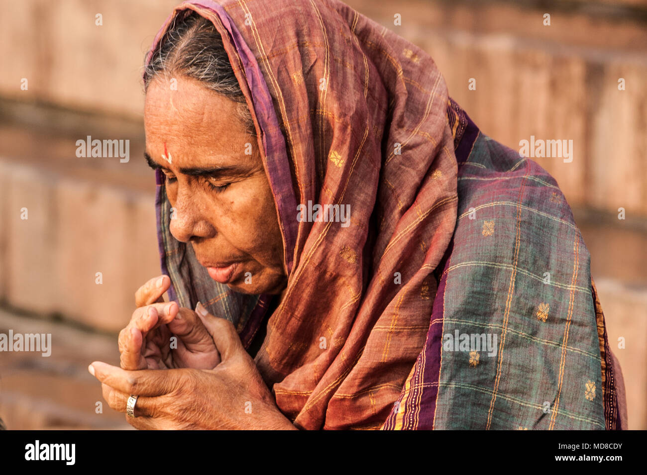 India Praying Woman Varanasi High Resolution Stock Photography and ...
