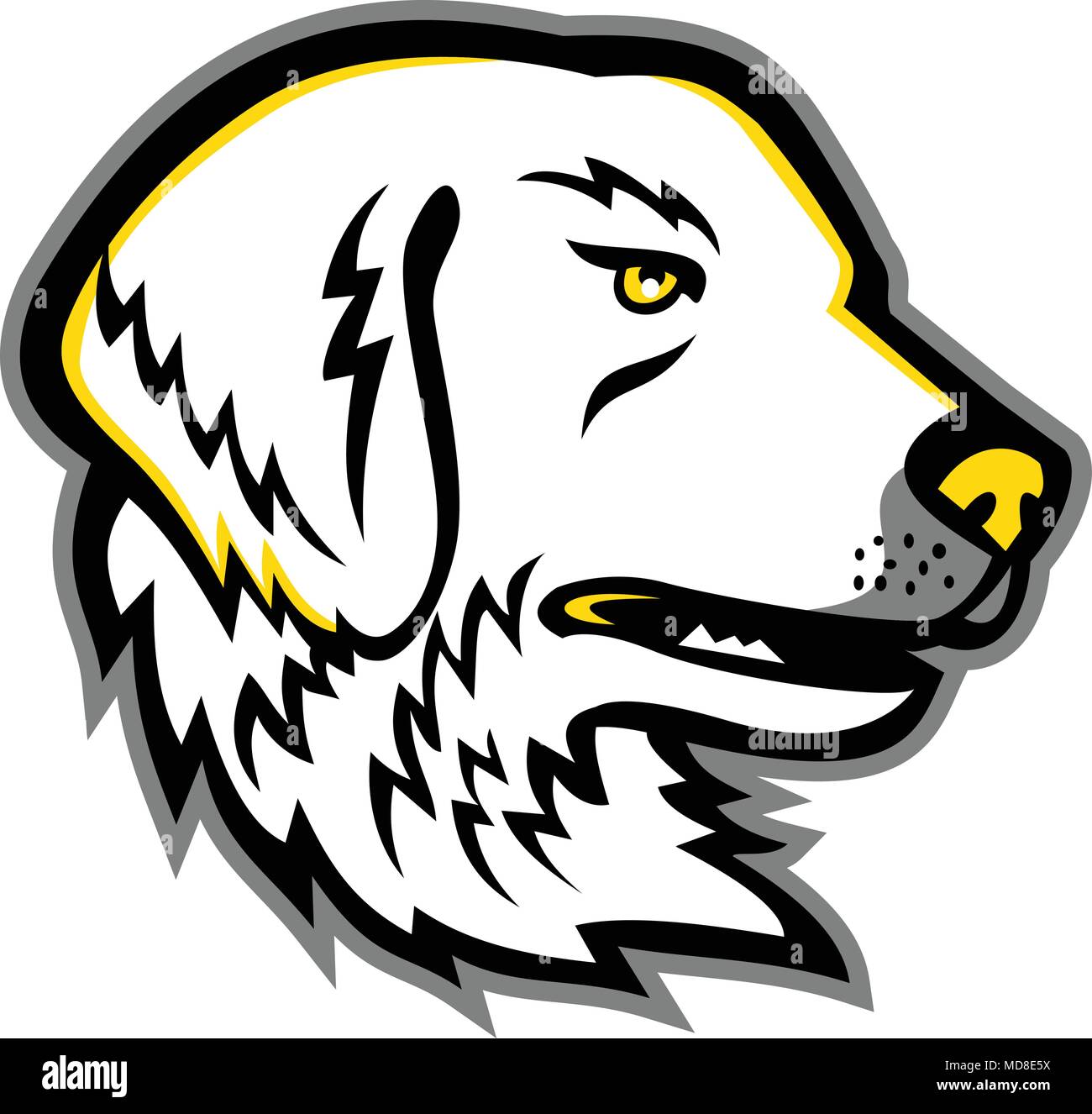 Mascot icon illustration of head of a Great Pyrenees or Pyrenean ...