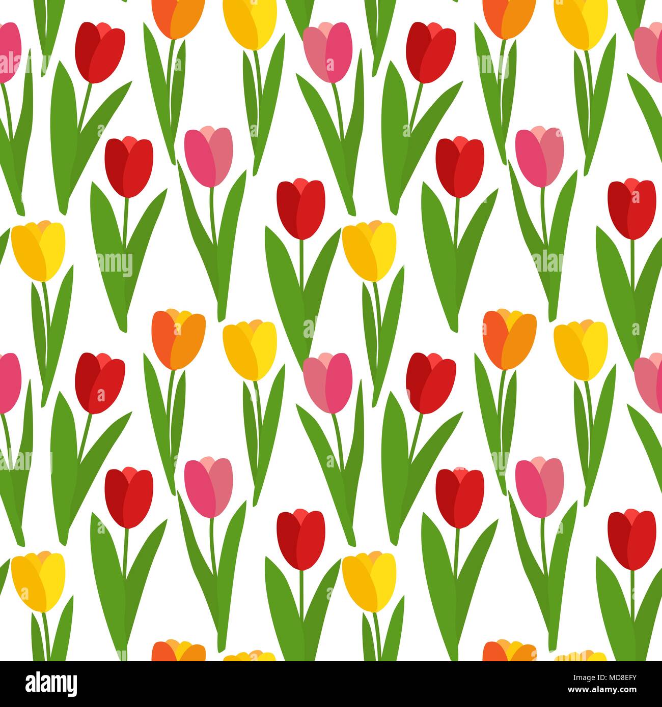 Spring Tulip Flowers Seamless Pattern Background Vector Illustration ...