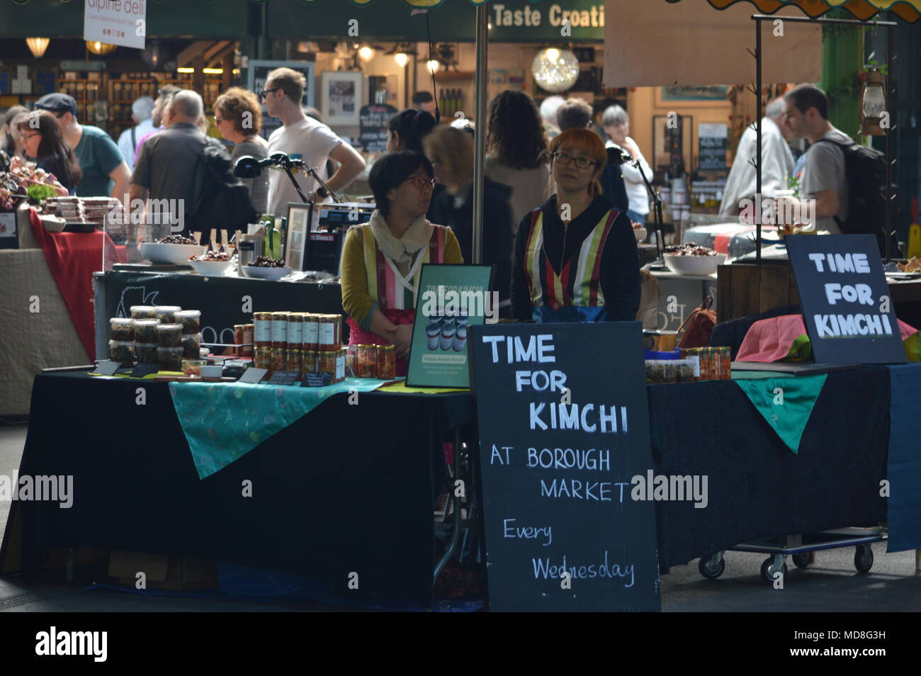A market stall selling Kimchi at Borough Market, London Stock Photo - Alamy
