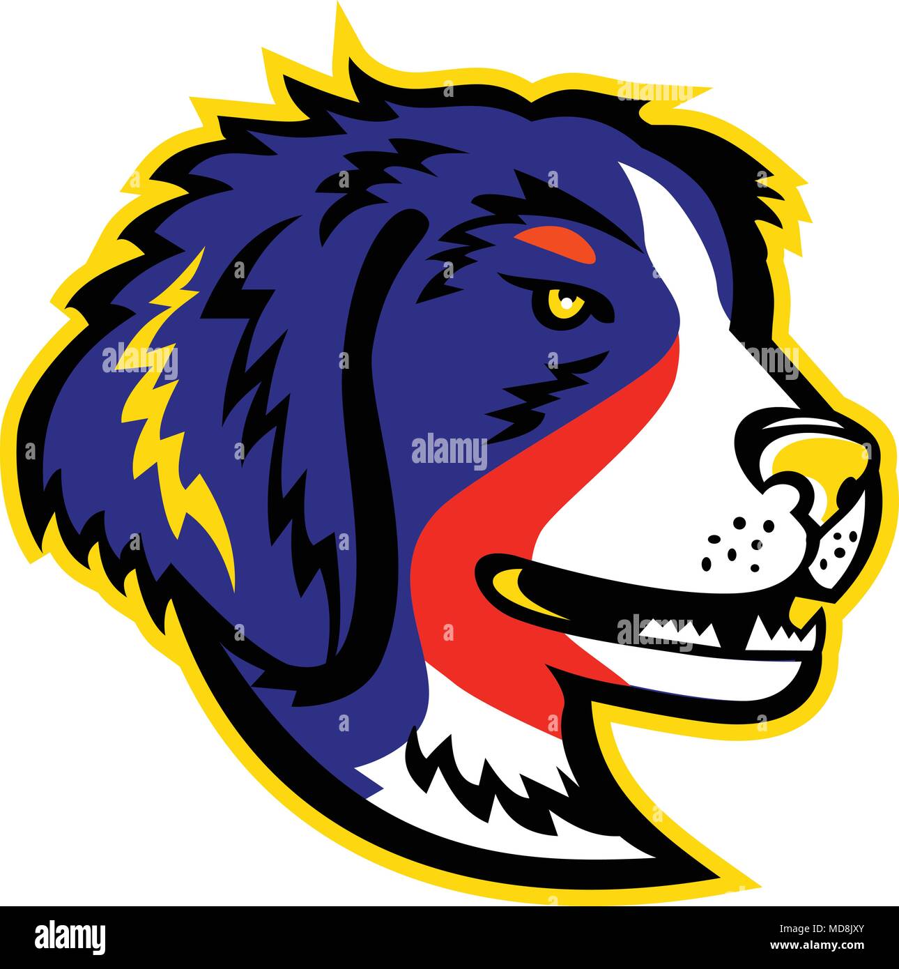 Mascot icon illustration of head of a Bernese Mountain Dog, Berner ...