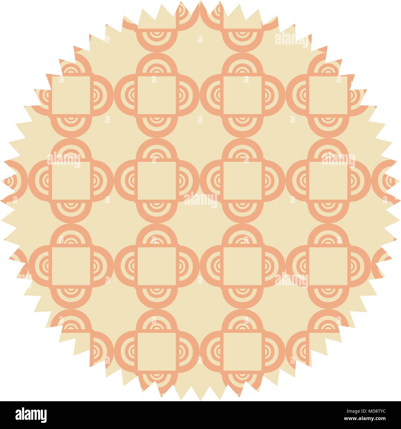 decorative seal stamp with geometric shapes over white background ...