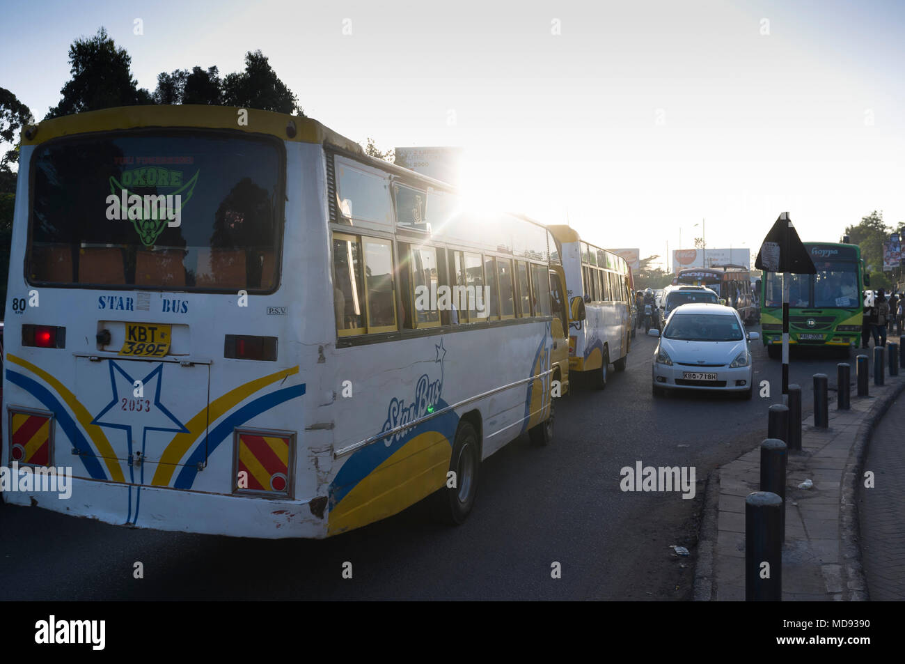 Evening rush hour, traffic congestion, Ngong Road, Nairobi, Kenya Stock ...