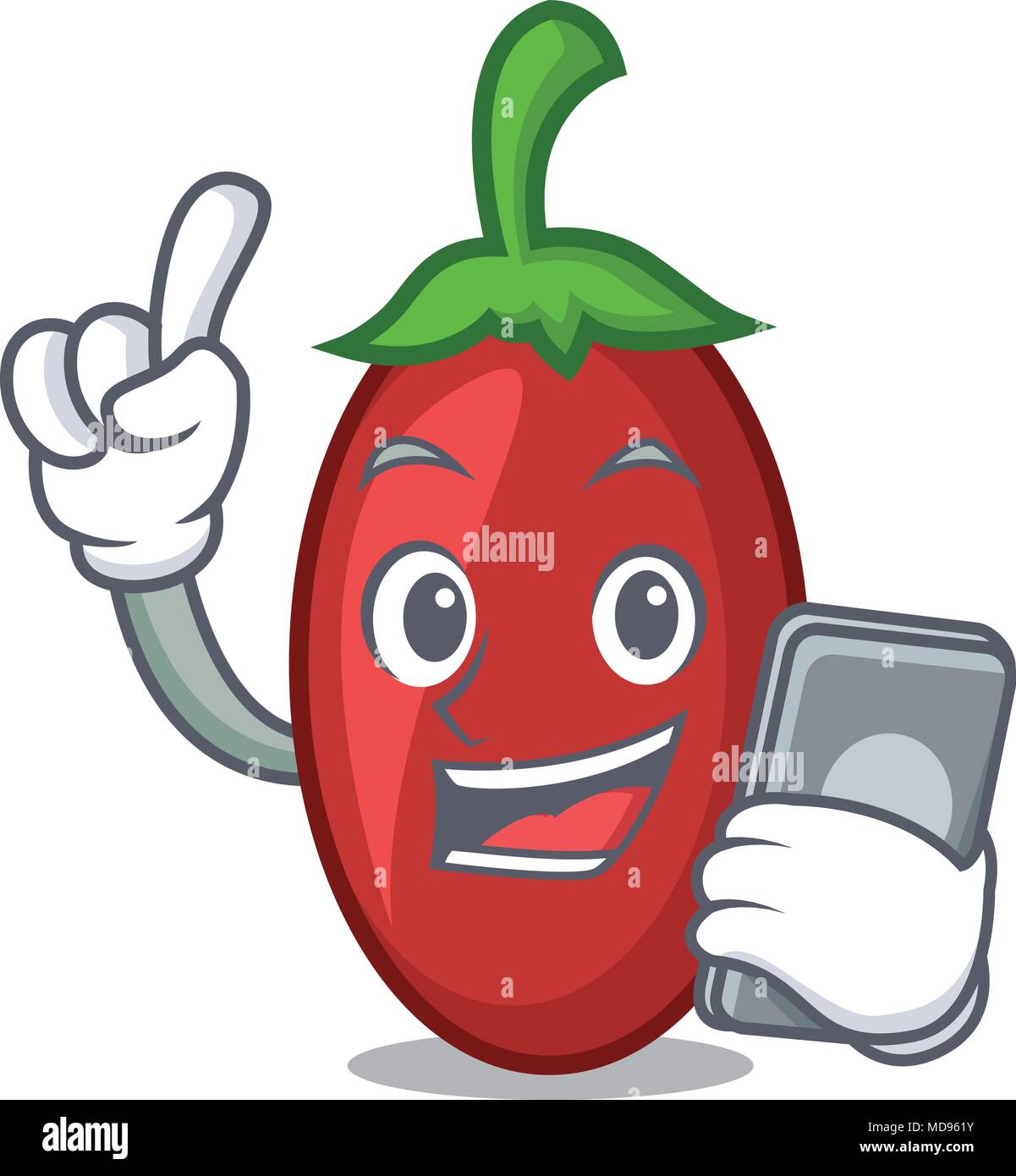 With phone goji berries character cartoon vector illustration Stock ...