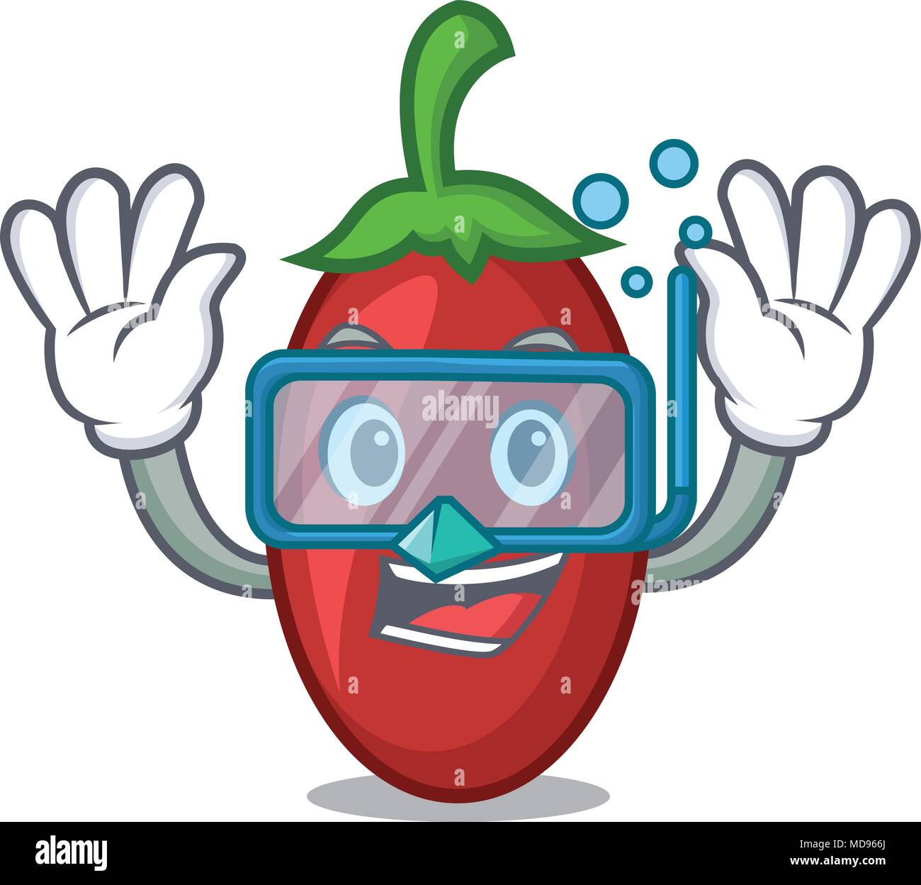 Diving goji berries character cartoon vector illustration Stock Vector ...