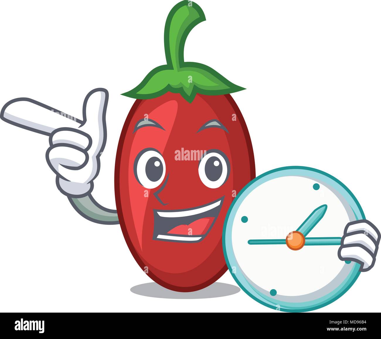 With clock goji berries character cartoon vector illustration Stock ...
