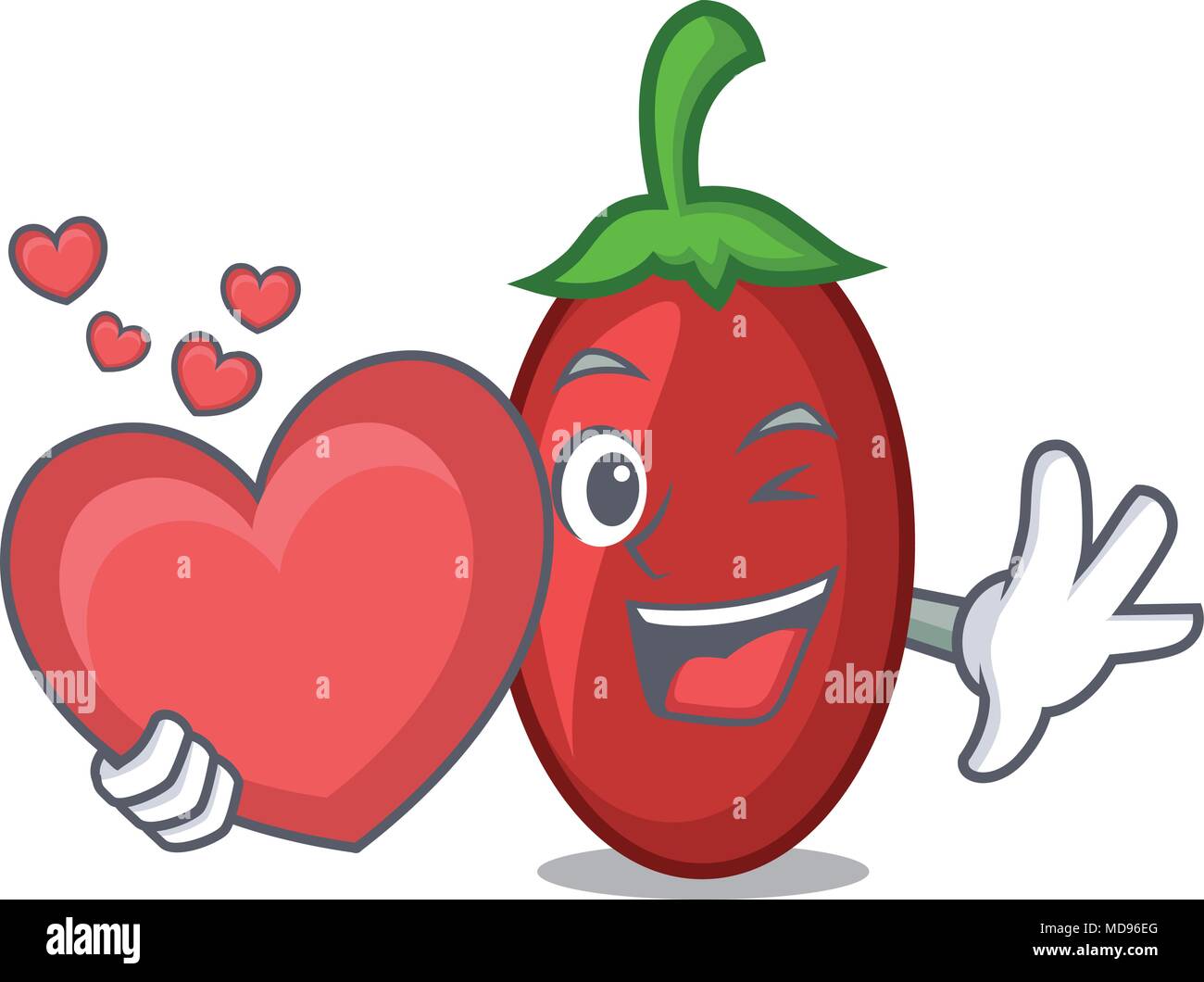 With heart goji berries mascot cartoon vector illustration Stock Vector ...