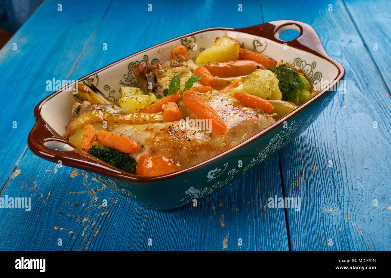 Tovuqli dimlama - Chicken stew in the oven,Uzbek Cuisine Stock Photo ...