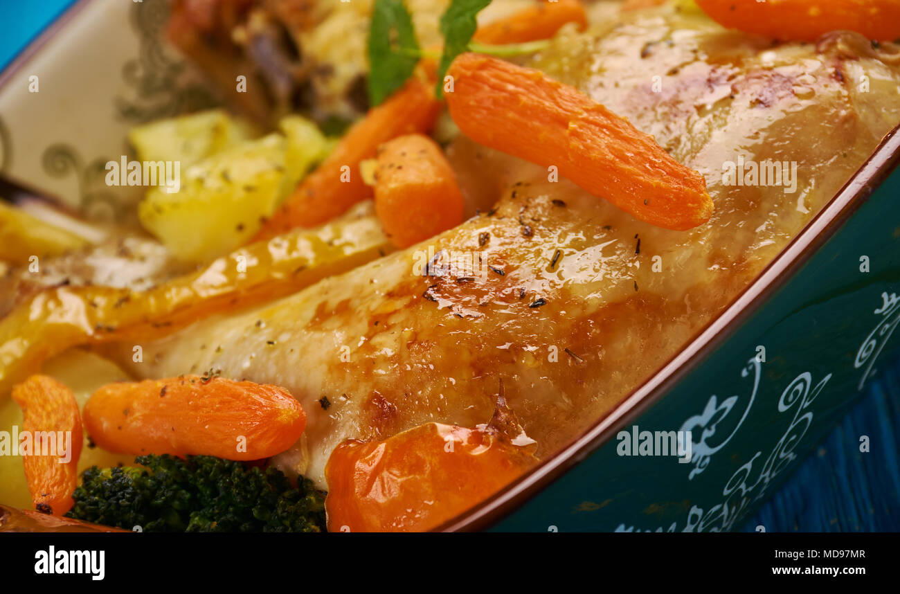 Tovuqli dimlama - Chicken stew in the oven,Uzbek Cuisine Stock Photo ...