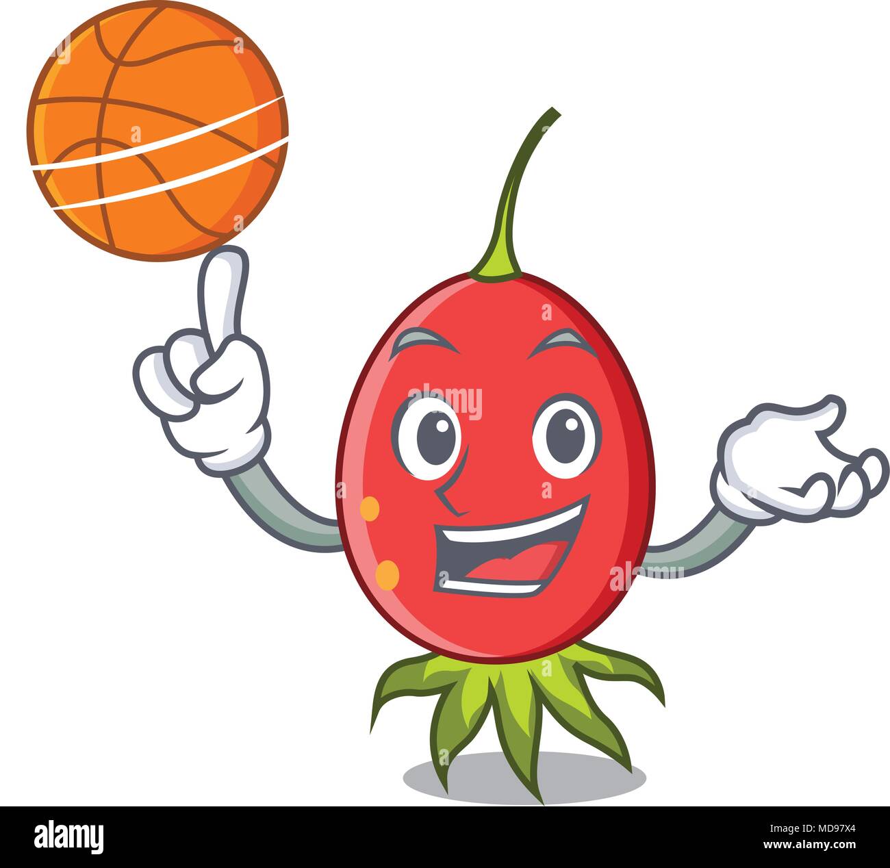 With basketball rosehip character cartoon style vector illustration ...
