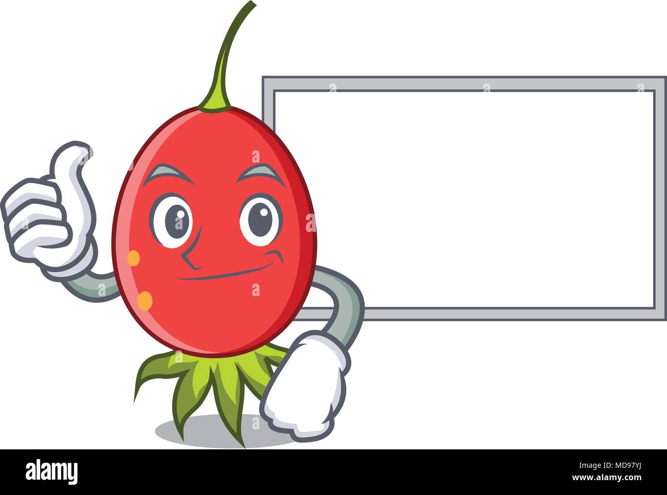 Thumbs up with board rosehip character cartoon style vector ...