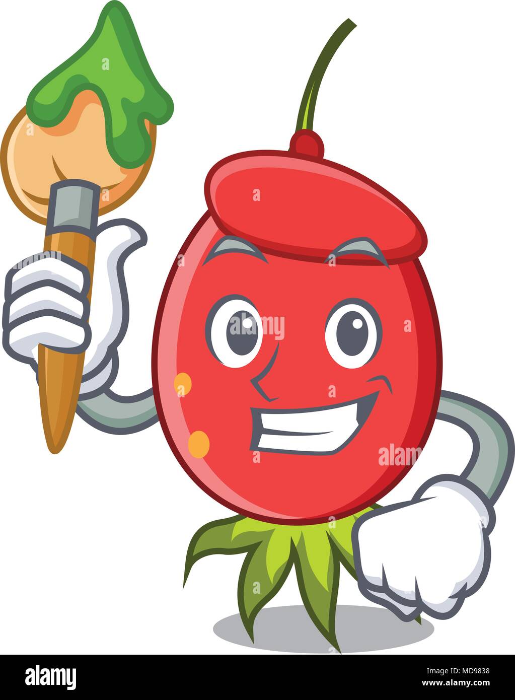 Artist rosehip character cartoon style vector illustration Stock Vector ...