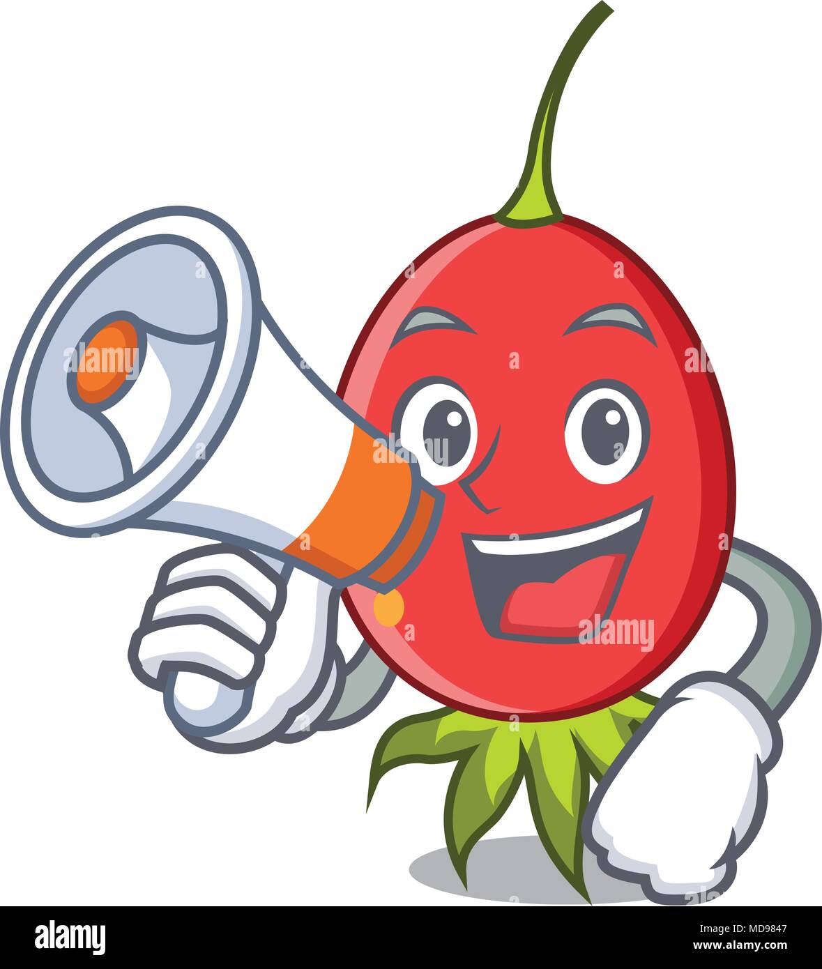 With megaphone rosehip character cartoon style vector illustration ...