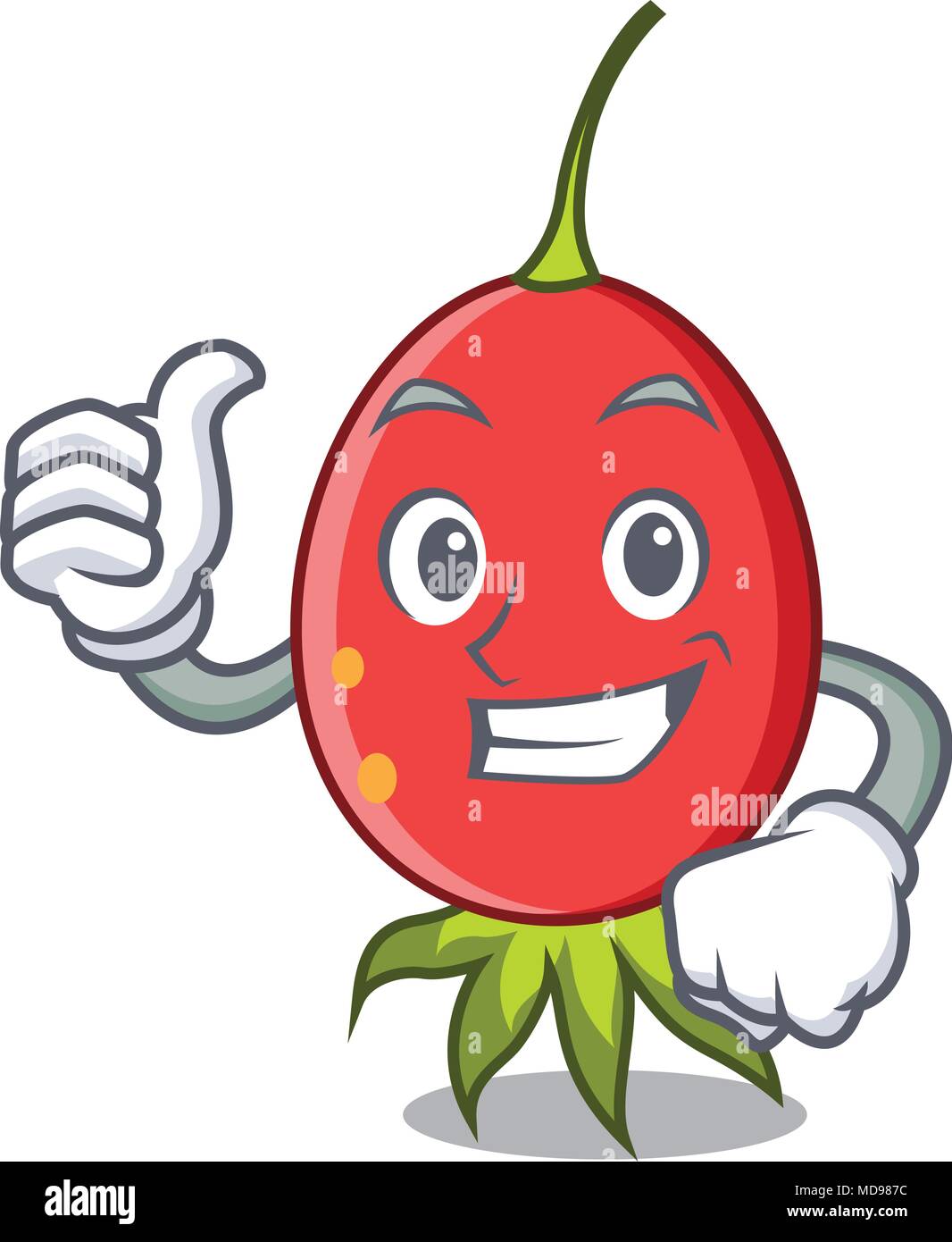 Thumbs up rosehip character cartoon style vector illustration Stock ...