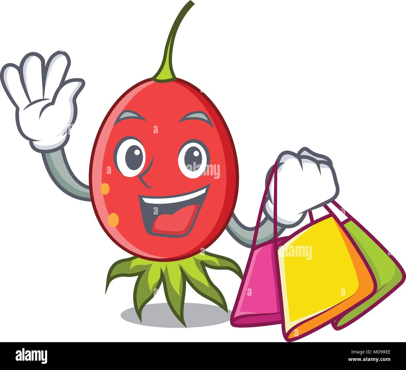 Shopping rosehip character cartoon style vector illustration Stock ...