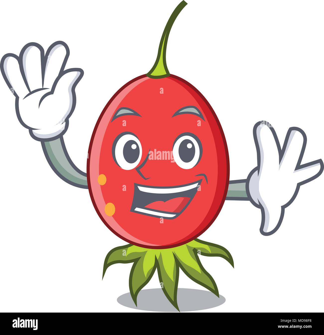 Waving rosehip character cartoon style vector illustration Stock Vector ...