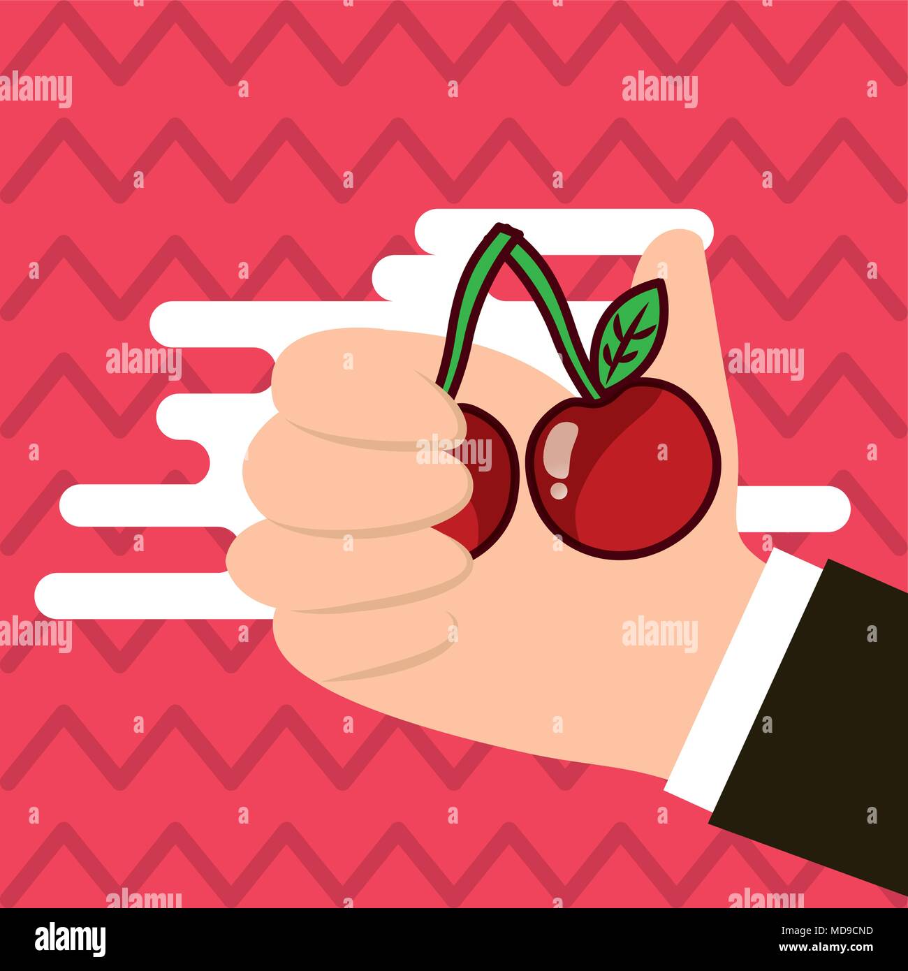 hand holding cherry fresh colored background Stock Vector Image & Art ...