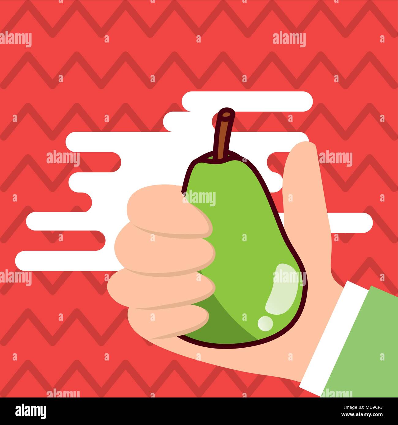 hand holding pear fresh colored background Stock Vector Image & Art - Alamy