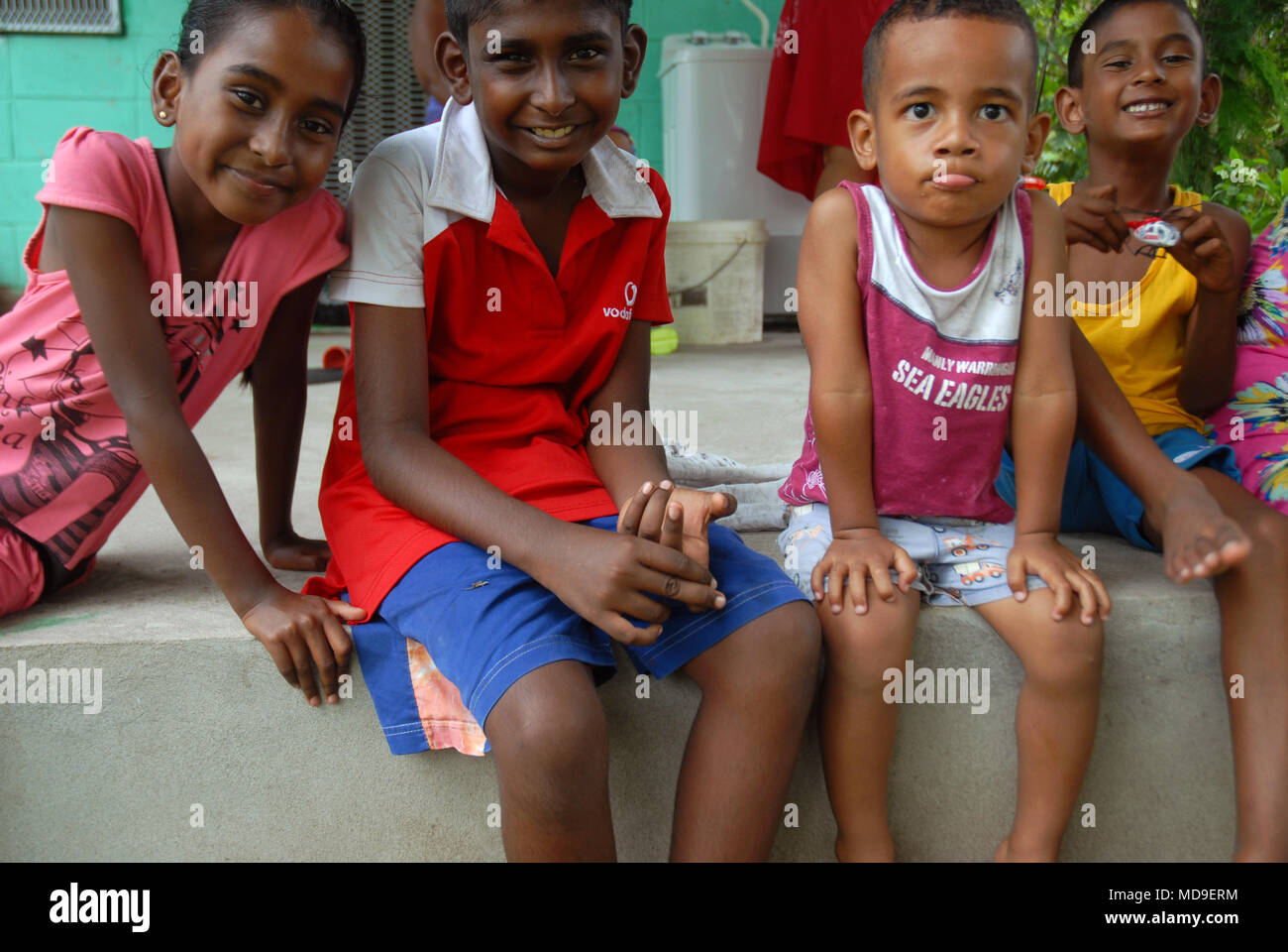 Family of children, Kulukulu, Sigatoka, Fiji Stock Photo - Alamy
