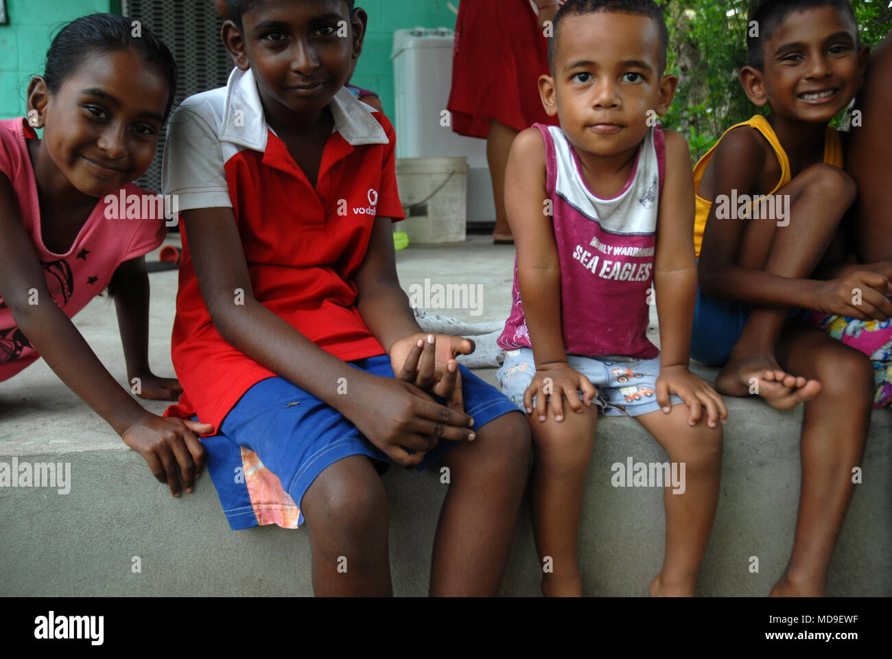 Family of children, Kulukulu, Sigatoka, Fiji Stock Photo - Alamy