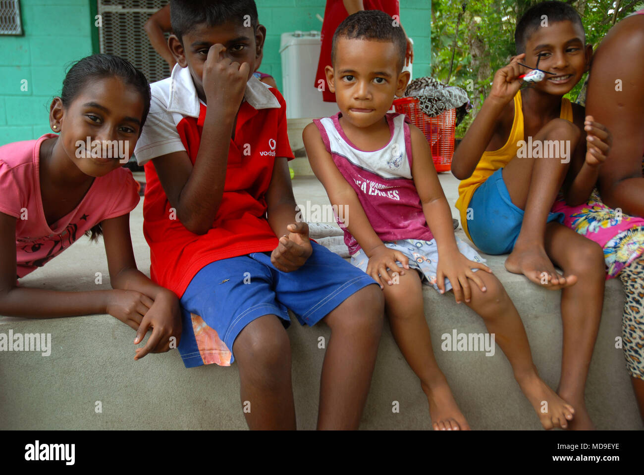 Family of children, Kulukulu, Sigatoka, Fiji Stock Photo - Alamy