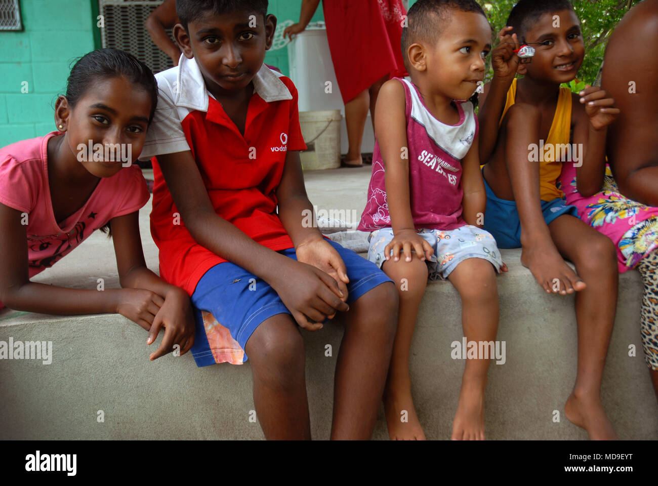 Family of children, Kulukulu, Sigatoka, Fiji Stock Photo - Alamy