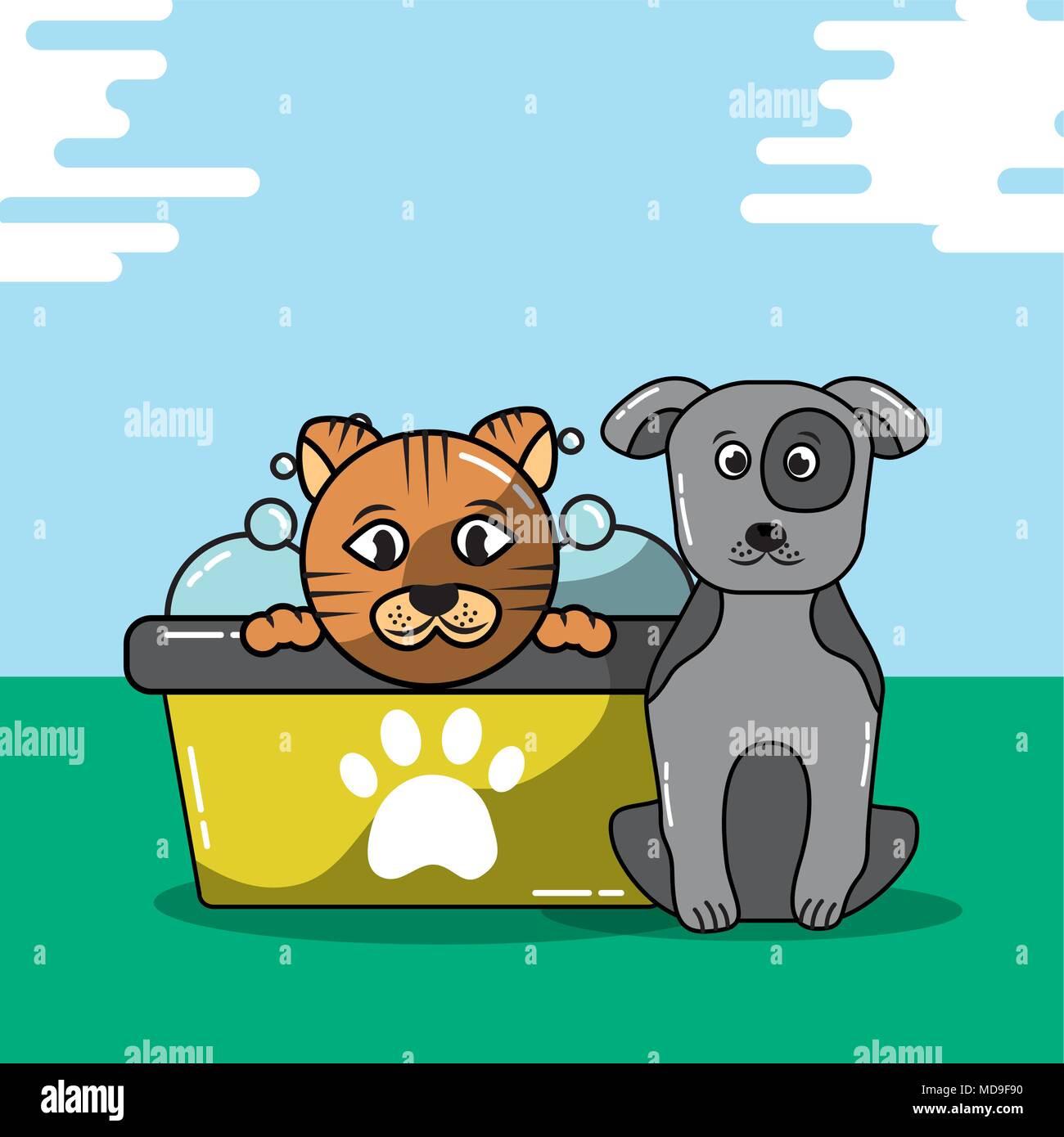 pet cat and dog Stock Vector Image & Art - Alamy