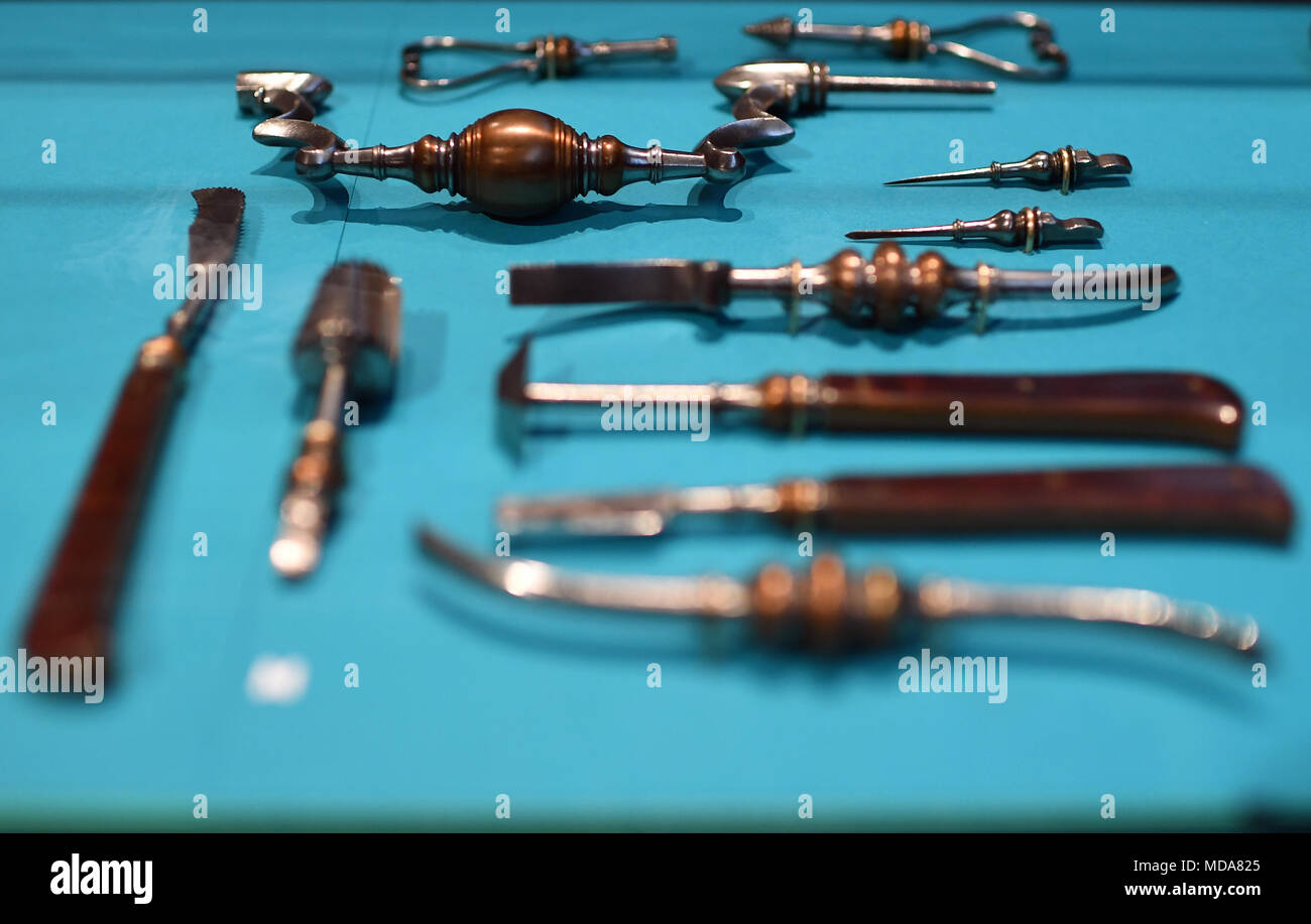 18 April 2018, Germany, Berlin: Historic instruments to determine ...