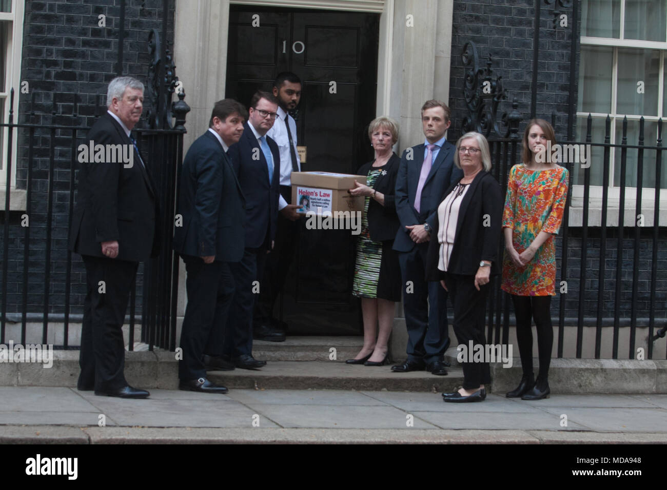 London UK. 18th April 2018. Marie McCourt handed in a petition to Prime ...