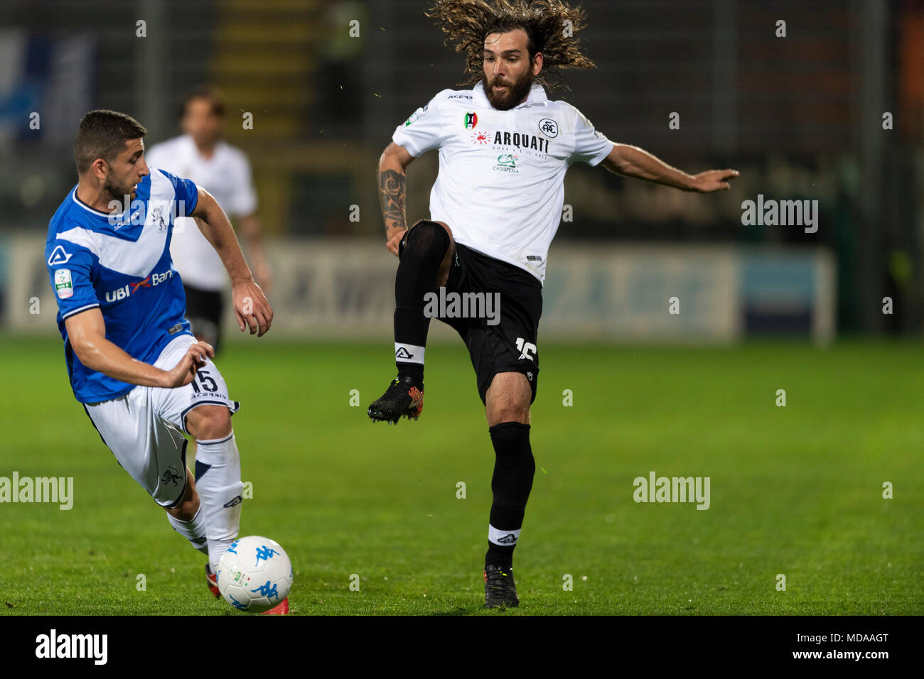 Luca Mora of Spezia and Mauro Coppolaro of Brescia during the Italian ...