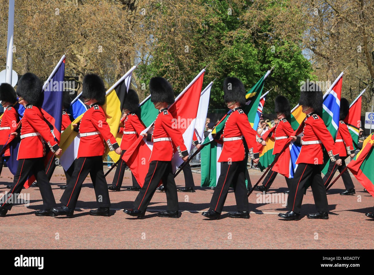 London UK. 19th April 2018. Officers and soldiers of the Coldstream ...