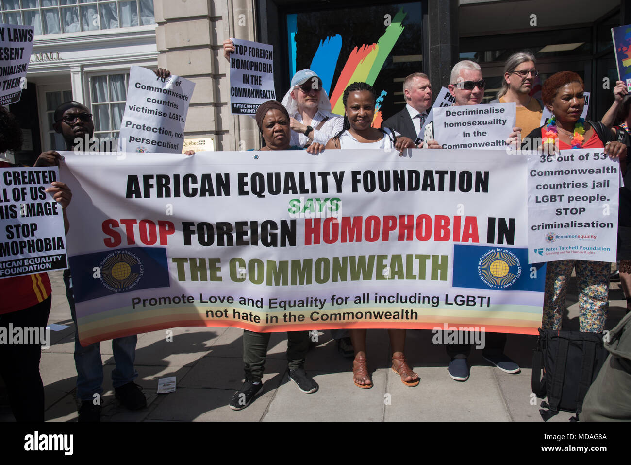 London, UK. 19th April 2018. LGBT people protest against 70% of ...