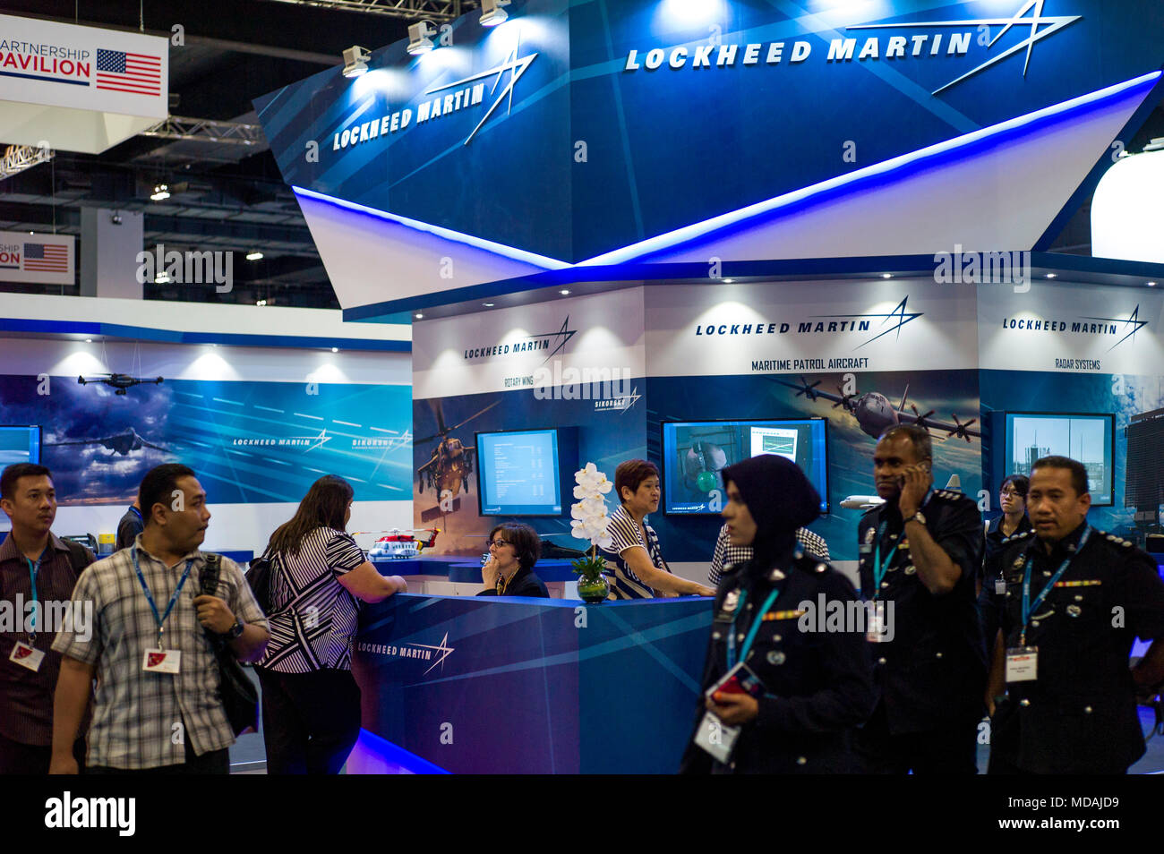 Kuala Lumpur, Malaysia on April 19, 2018. An exhibition booth of ...