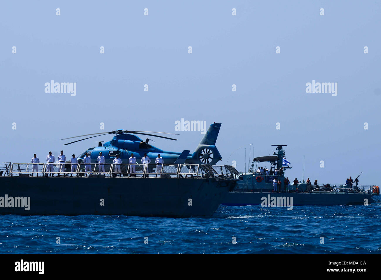 Tel Aviv. 19th Apr, 2018. Israeli navy ships participate in the ...