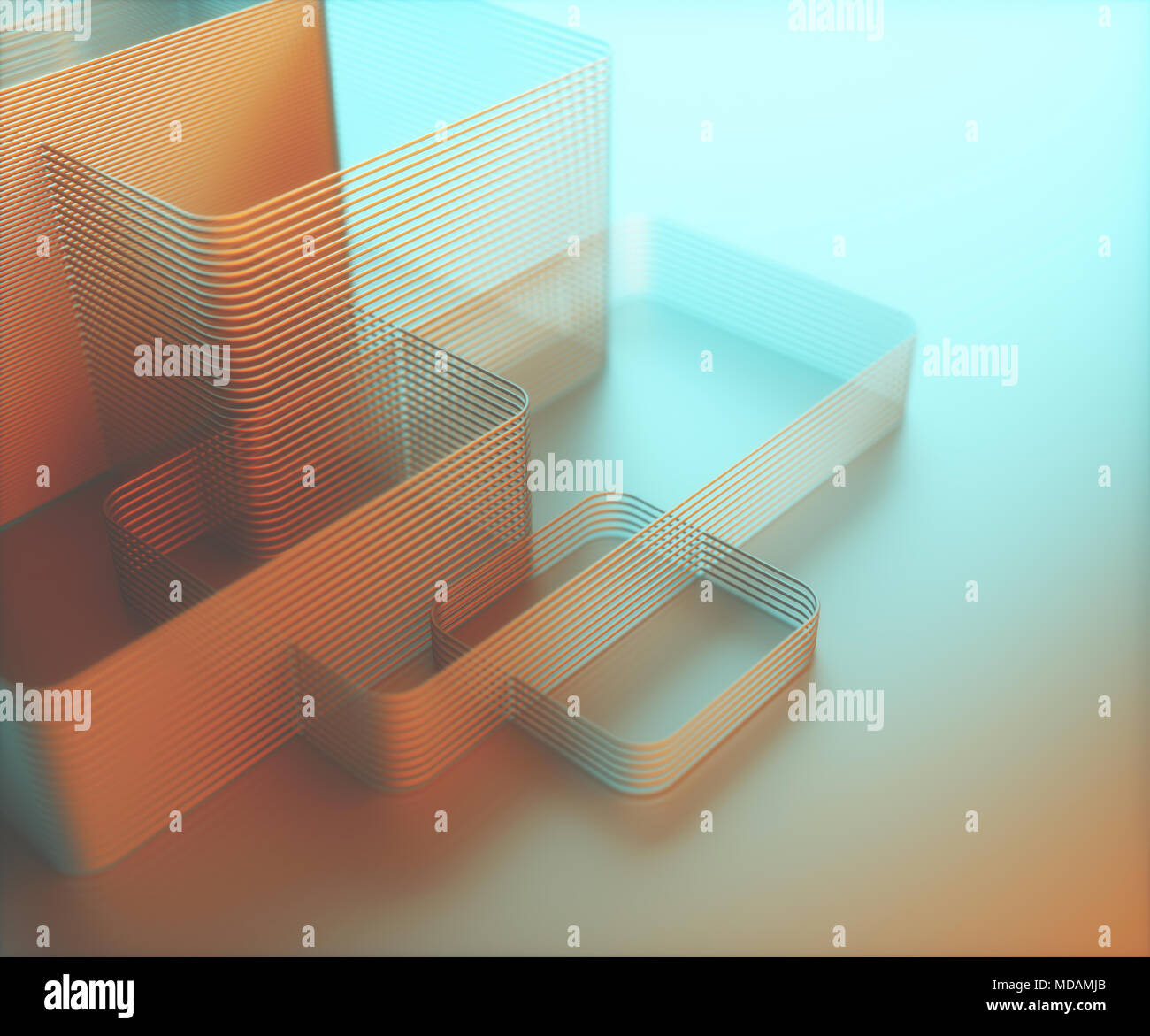 3D illustration. Artistic abstract tubular structure. Image with light ...