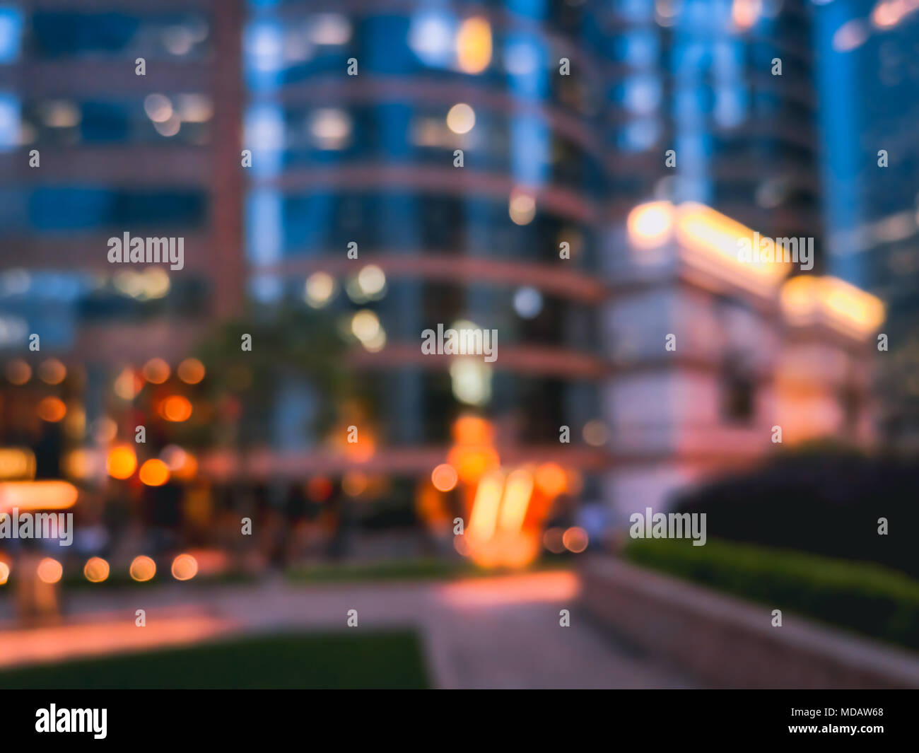 Abstract bokeh background of business people meet at bar on happy hour ...
