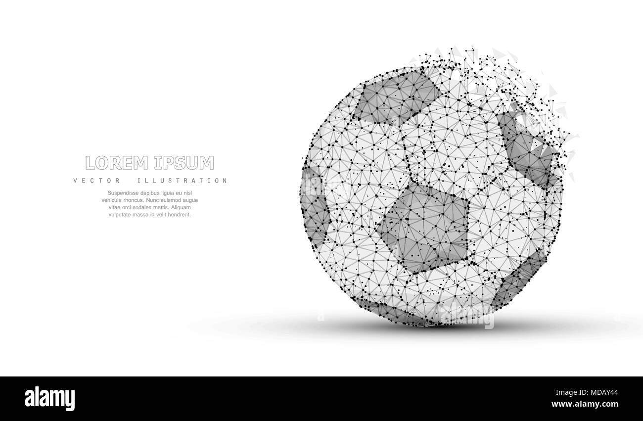 Soccer ball. Low poly wireframe mesh. Soccer symbol, illustration or ...
